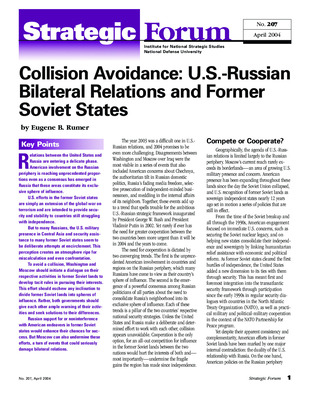 "Collision Avoidance: U.S.-Russian Bilateral Relations and Former Sovie ...