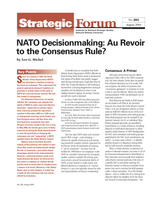 "NATO Decisionmaking: Au Revoir to the Consensus Rule?" by Leo G. Michel